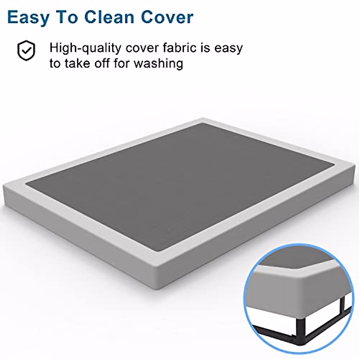 Gdduck Box Spring Full, 5 Inch Metal Full Size Box Spring Only Basics Bed Base, Mattress Foundation,Black Sturdy Heavy Duty Structure with Cover, Noise Free,Easy Assembly