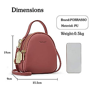 PORRASSO Mini Backpack Women Fashion Handbag Girl Waterproof Cross-body Bag with Earphone Hole Ladies Leather Daypack Dating Travel Small Rucksack Lotus Pink