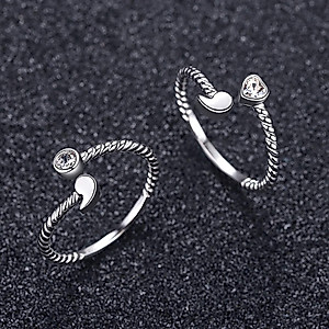 VIKI LYNN Semicolon Rings 925 Sterling Silver CZ Open Adjustable Ring Inspirational Jewlry for Women