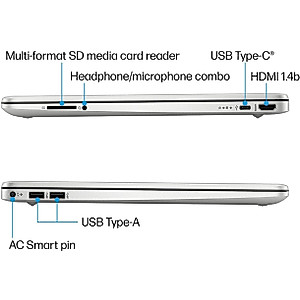 HP 15.6" HD Display | AMD Ryzen 3-5300U Processor (Beat i5-1035G1) | 8GB RAM | 256GB SSD | AMD Radeon Graphics True Vision HD Camera | Windows 11 Home| Silver | Bundle with Laptop Stand
