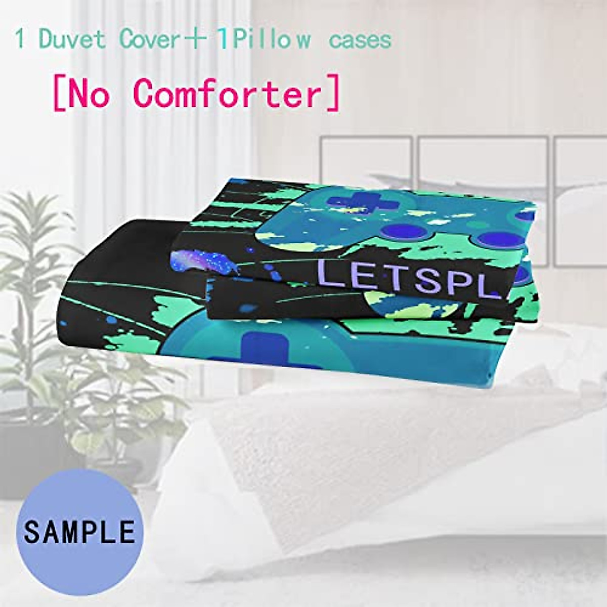AY-FSshine Gaming Bedding Sets Gamer Room Decor Gamer Comforter Cover for Boys Girls Kids Teens Video Games 2 Piece Twin Size Bed Set-Includes 1 Duvet Cover & 1 Pillowcases(No Comforter)