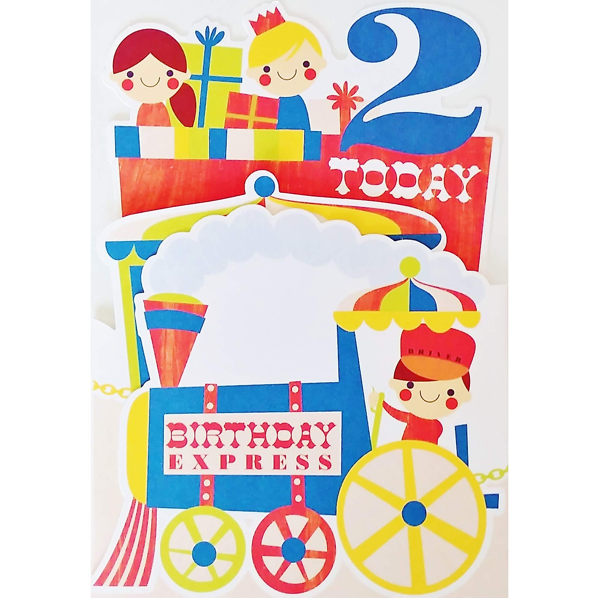 Greeting Card Happy 2nd Birthday Circus Carnival Train Themed Second Two 2 Years Old