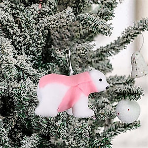 Christmas White Foam Scarf Bear Pendant Christmas Tree Decoration Pendant Scene Layout Mini Cute Plush White Bear Christmas Tree Pendant Home Decoration Christmas Tree Pendant ornaments-195