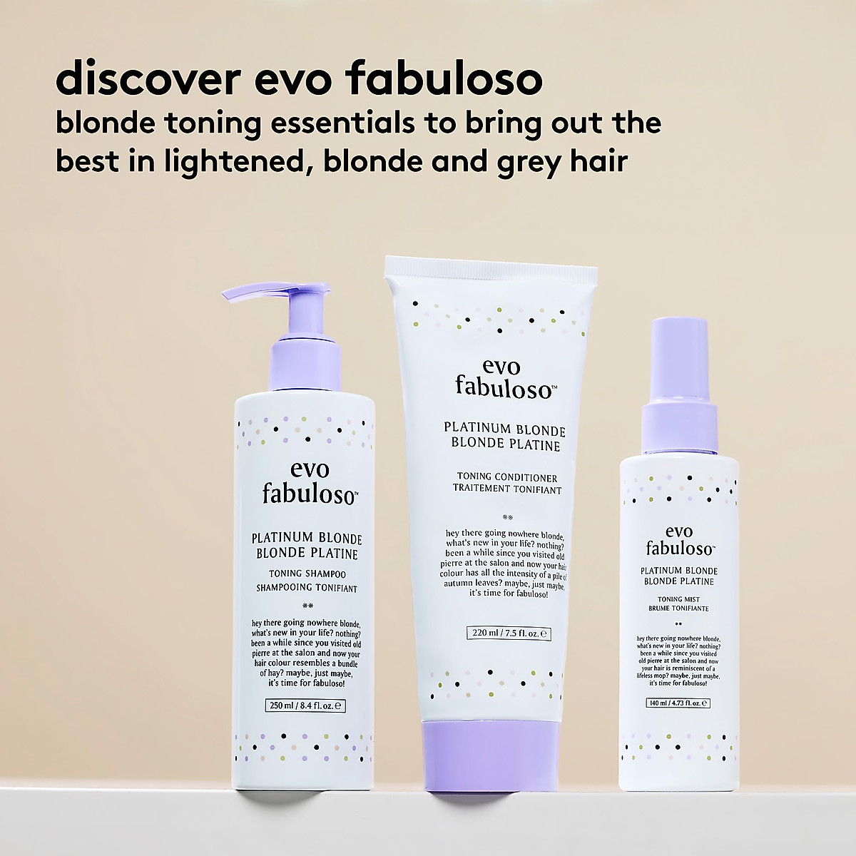 EVO Fabuloso - Platinum Blonde Toning Conditioner - Color Care Conditioner for Color-Treated Hair - Nourishing Hair Treatment for Dry Hair & Instant Colour Boost - 220ml / 7.5 Fl Oz
