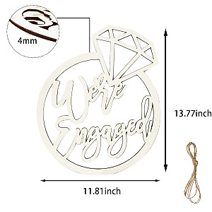 We are Engaged Party Decoration Bridal Shower Decorations Diamond Ring Wooden Sign Wall Hanging Decoration Bridal Shower Party Supplies Photo Booth Props Wooden Cutout Signs
