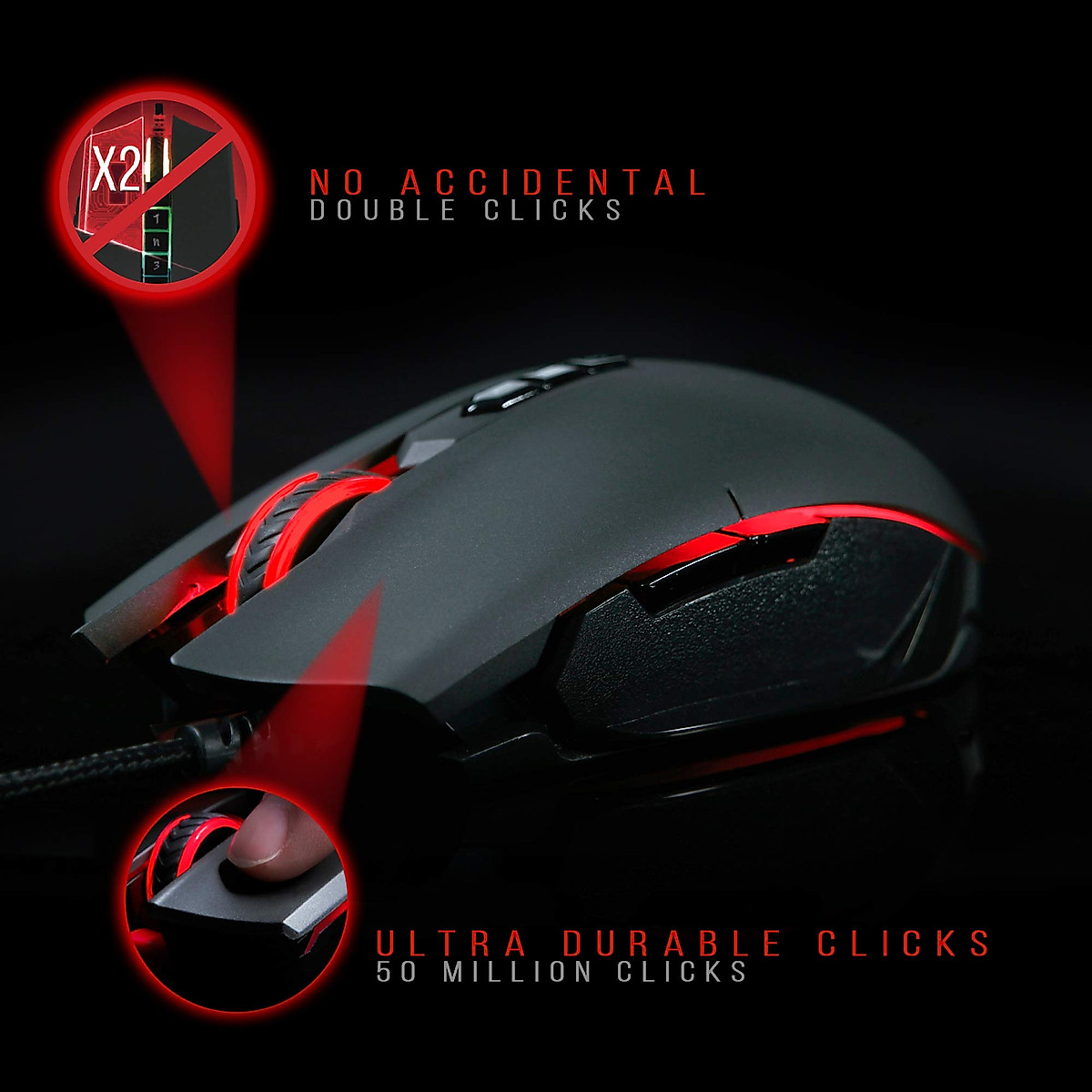 BLOODY SP80 Optical Switch Gaming Mouse - Fastest Mouse Switch in Gaming - Enthusiast Grade Gaming Sensor - 8 Programmable Buttons - Non-Slip Rubberized Texture - Black - 12,000 FPS