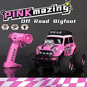 10Leccion Remote Control Car for Girls, 2.4Ghz Pink RC Cars for Daughter with Two Rechargeable Batteries, Radio Controlled Vehicle for Toddlers Kids, Birthday R/C Toys for Granddaughter