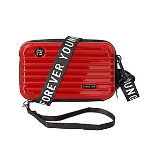 Mini Suitcase Crossbody Bag with Shoulder Strap, Hard Shell Cosmetic Travel Case, Hard Shell Cosmetic Bag,Mini Suitcase Purse with Removeable Wide Strap