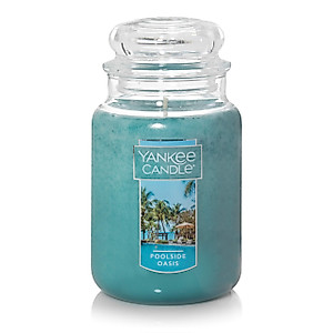 Yankee Candle Poolside Oasis Scented, Classic 22oz Large Jar Single Wick Candle, Over 110 Hours of Burn Time, Blue