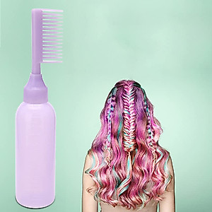 Hair Dye Brush Bottle Applicator Bottle for Hair Oil Hair Colouring Hair Dyeing Bottle Brush with Graduated Bottle Comb Root Comb Salon Hair Coloring Tool (2 Pack Pink)