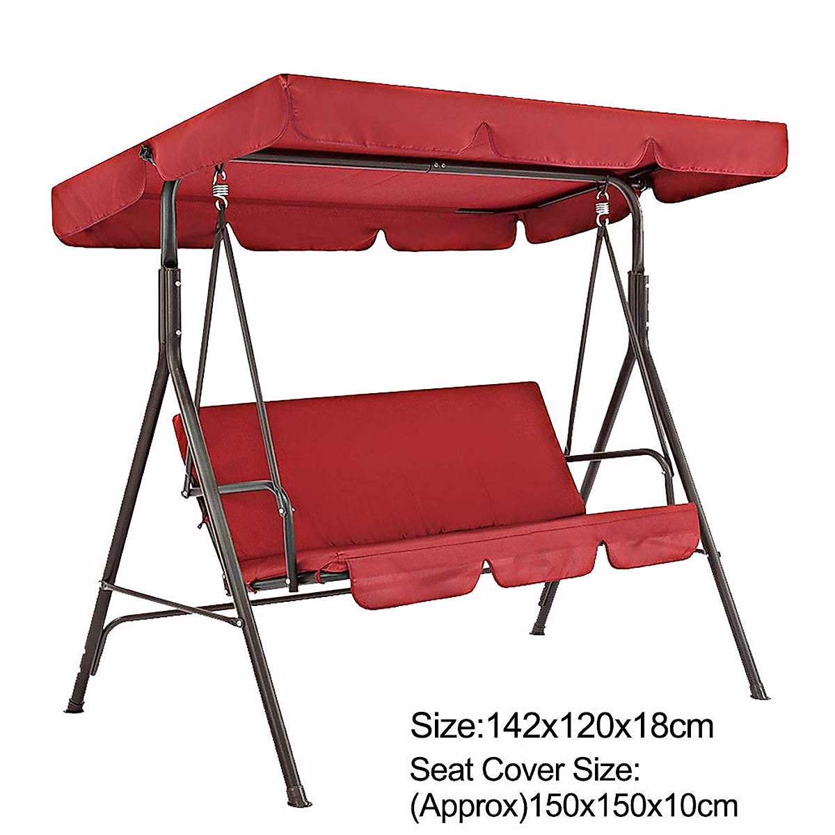 Doro0 Patio Swing Canopy Cover Set - Swing Replacement Top Cover + Swing Cushion Cover for 3 Seater Swing Waterproof Sunproof Cover