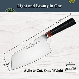 TUO Cleaver Knife - 7" Vegetable Cleaver Chopper Knife Chinese Kitchen Chef Knife Vegetable Chopper AUS-8 Stainless Steel Full Tang Pakkawood Handle, Ring Lite Series