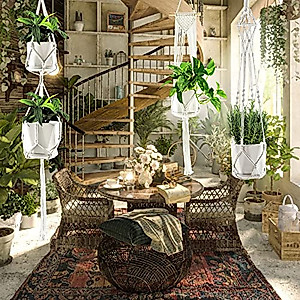 SFENNGPET Macrame Plant Hangers, 6Pack Hanging Planters for Indoor Plants w/ 6 Set Hangers Kit Handmade Macromay Plant Hangers Indoor Flower Pots Holder Stand for Boho Home Décor