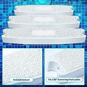 Wettarn 18 Inches Pool Ladder Steps Universal Swimming Pool Ladder Pedal Set Molded Plastic Swimming Pool Ladder Rung Step with Stainless Steel Bolts Fit for Inground and Above Ground Pools(6 Set)