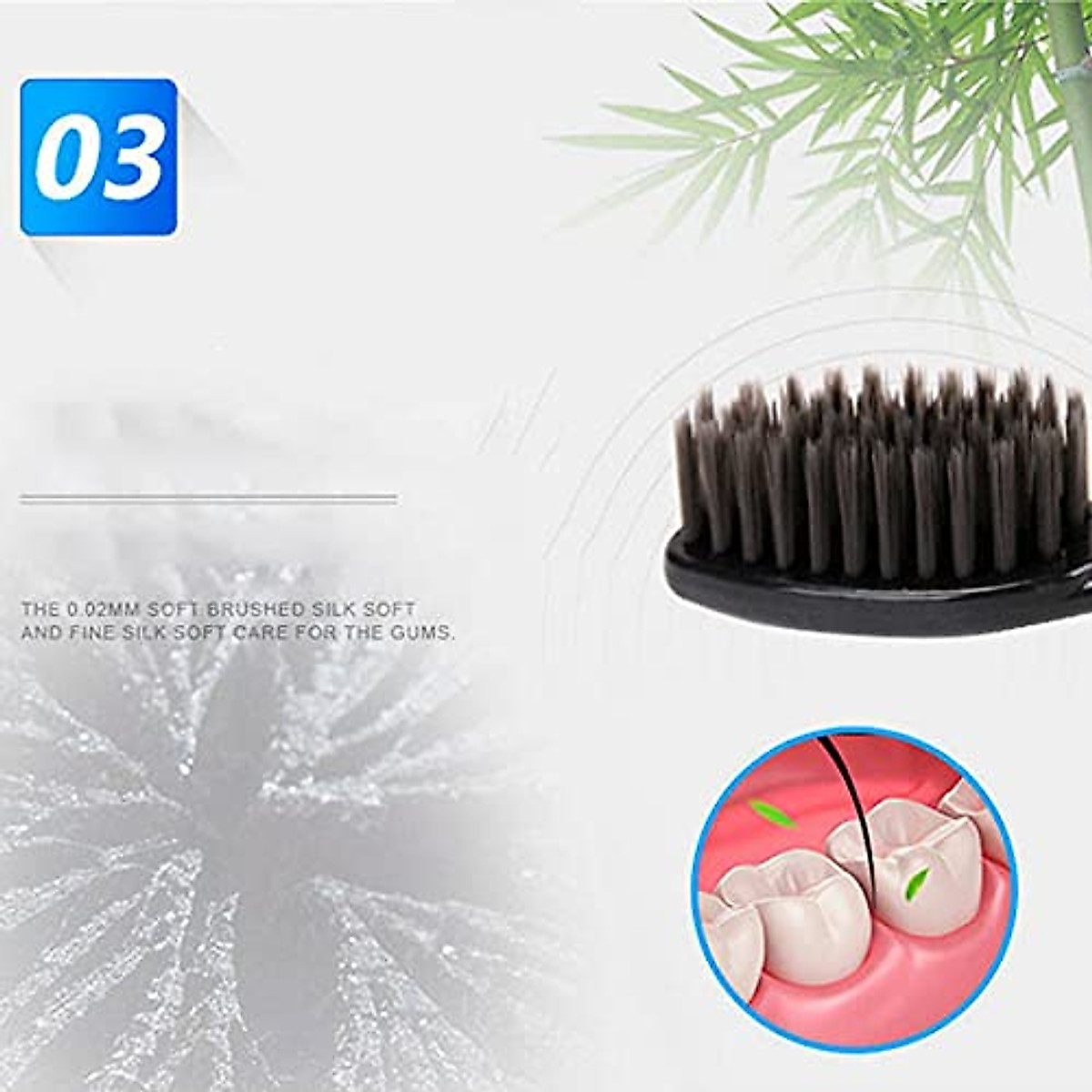 Kiminors dobrygalpe Charcoal Toothbrush Soft Toothbrush Adult Household Cleaning Toothbrush,Black, 30 * 200 * 150 MM