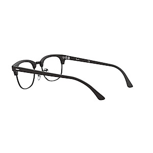 Ray-Ban RX5154 Clubmaster Square Prescription Eyeglass Frames, Matte Black/Demo Lens, 49 mm