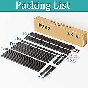 Kydins Queen Size Bed Frame with Storage Headboard Compatible Black Metal Platform No Box Spring Needed 3500 Lbs Heavy Duty Platform No Noise Non-Slip Sturdy Mattress Foundation