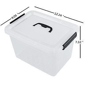 Kekow 6-Pack 10 L Plastic Storage Boxes, Clear Plastic Storage Bins with Lids