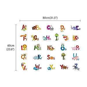 DECOWALL DS-8002 Animal Alphabet Kids Wall Stickers Wall Decals Peel and Stick Removable Wall Stickers for Kids Nursery Bedroom Living Room (Small) Decor