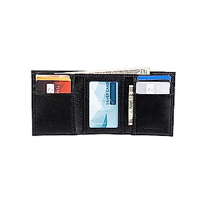 Amazon Essentials Men's Vertical Trifold Leather Wallet, Black, One Size