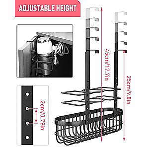 Hair Dryer Holder, Hair Dryer Holder Adjustable Height, Bathroom Hair Dryer Organizer Under Sink, Over Door/Over Cabinet Hair Dryer Holder for Flat Irons, Curling Wands, 3 Sections Large Capacity