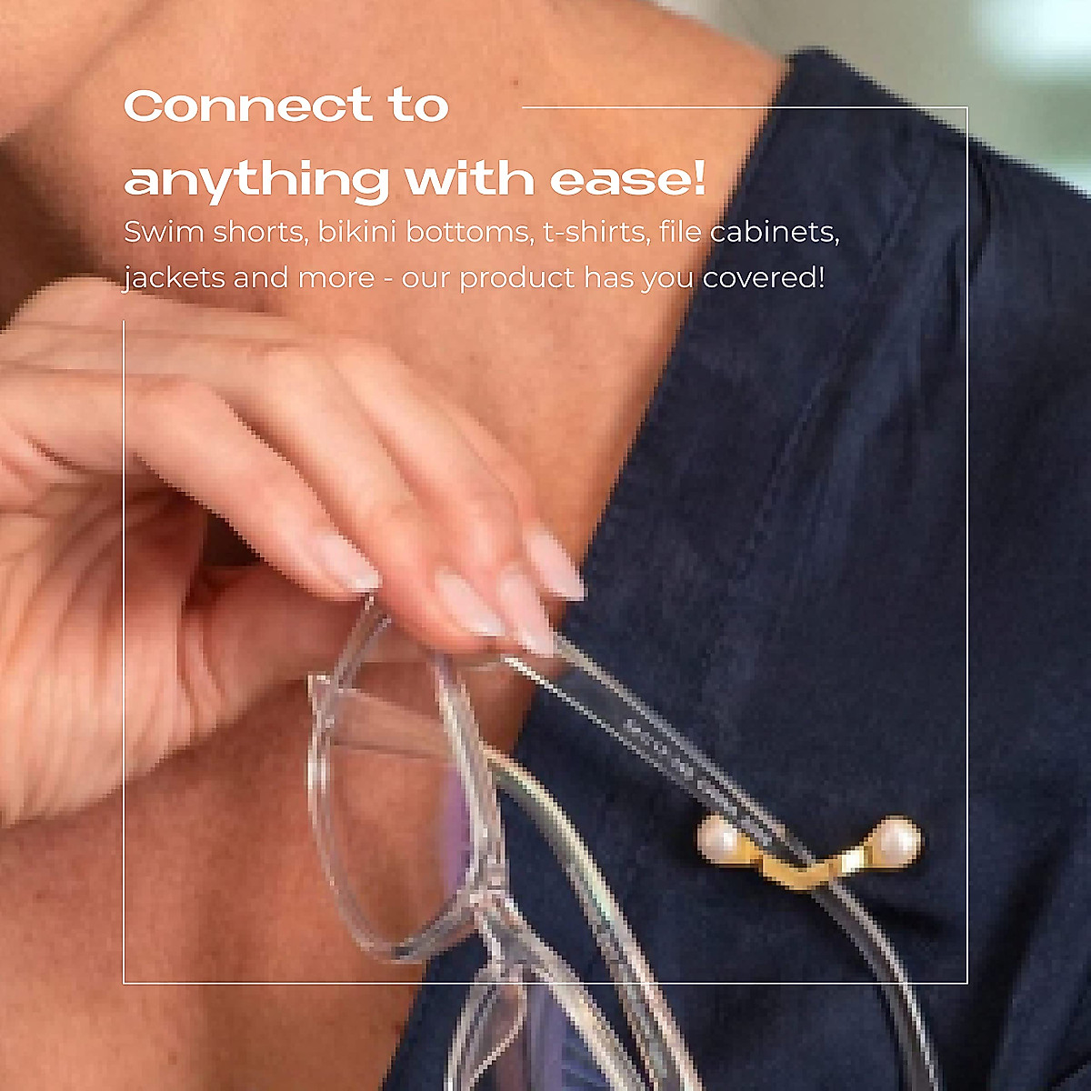 Readerest Magnetic Eyeglass Holders, name tag, badge holder, sunglasses holder, 2 Pack (Stainless Steel w/Crystals), for men and women