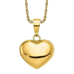 IceCarats 14K Yellow Gold Heart Necklace Love Pendant Charm 18mm x 12mm Only