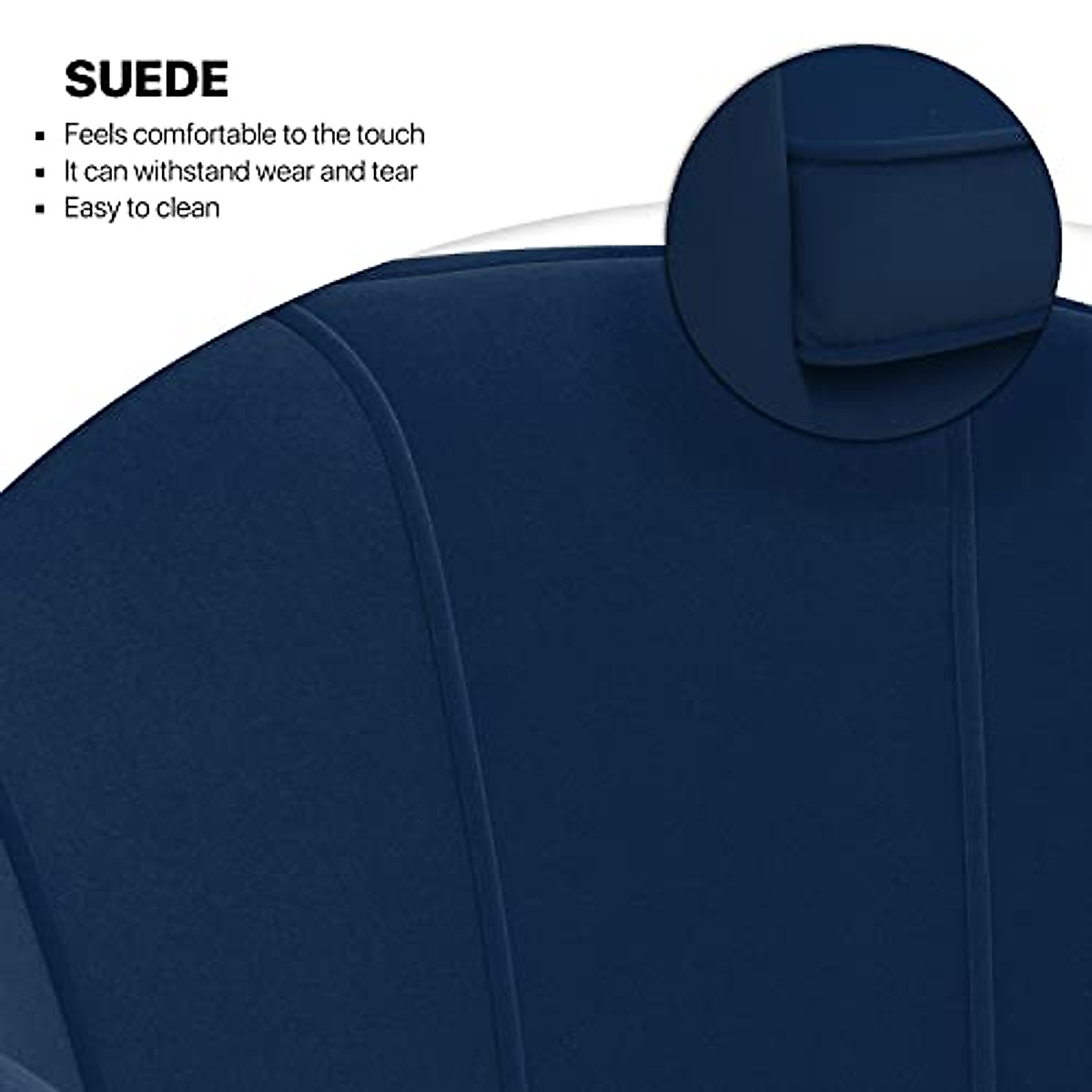 MoNiBloom Modern Accent Chair with Lumbar Pillow, Mid-Century Modern Sude Single Sofa Arm Chair for Living Room, Durable Upholstered Comfy Barrel Chair w/Gold Metal Legs and Wide Armrest, Navy Blue