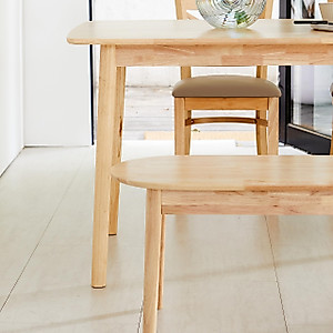 Livinia Aslan 47" Malaysian Oak Round Wooden Dining Bench/Solid Wood Bedroom Entry Way Kitchen Corridor Bench (Natural Oak)