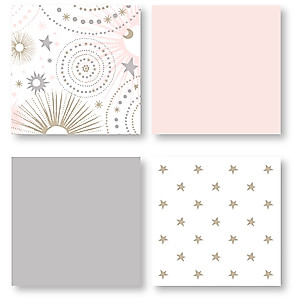 11 pc. Blush Pink, Gold, Grey and White Star and Moon Celestial Baby Girl Crib Bedding Set by Sweet Jojo Designs