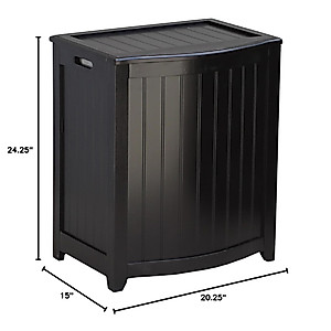 Mahogany Finished Bowed Front Laundry Hamper with Interior Bag
