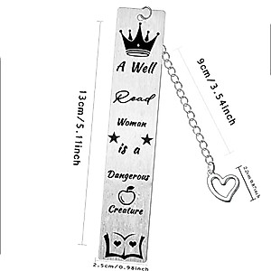 A Well Read Woman is a Dangerous Creature Bookmark Birthday Christmas Graduation Gifts Bookmark for Book Lovers Best Friend Sister Brother Daughter Son