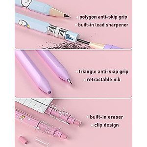 Nicpro 47PCS Aesthetic School Supplies in Big Capacity Pen Case, Cute Pastel Mechanical Pencils 0.5, 0.7, 0.9 & 2mm Lead Holder with 25 Tube Lead Refills 4B 2B HB 2H Color, Erasers for Student Writing