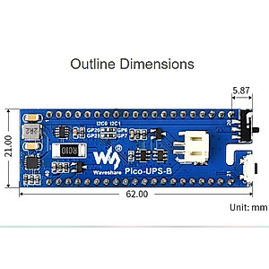 UPS Module for Raspberry Pi Pico with Uninterruptible Power Supply Li-po Battery via I2C, Stackable Design @XYGStudy (Pico-UPS-B)