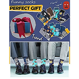 Funny Socks for Women Men Fun Cozy Crazy Cute Novelty Fashion Gift Breathable Cotton Boot Socks Stocking Stuffers（Cute - Animal Style A（12 Pairs）,L)