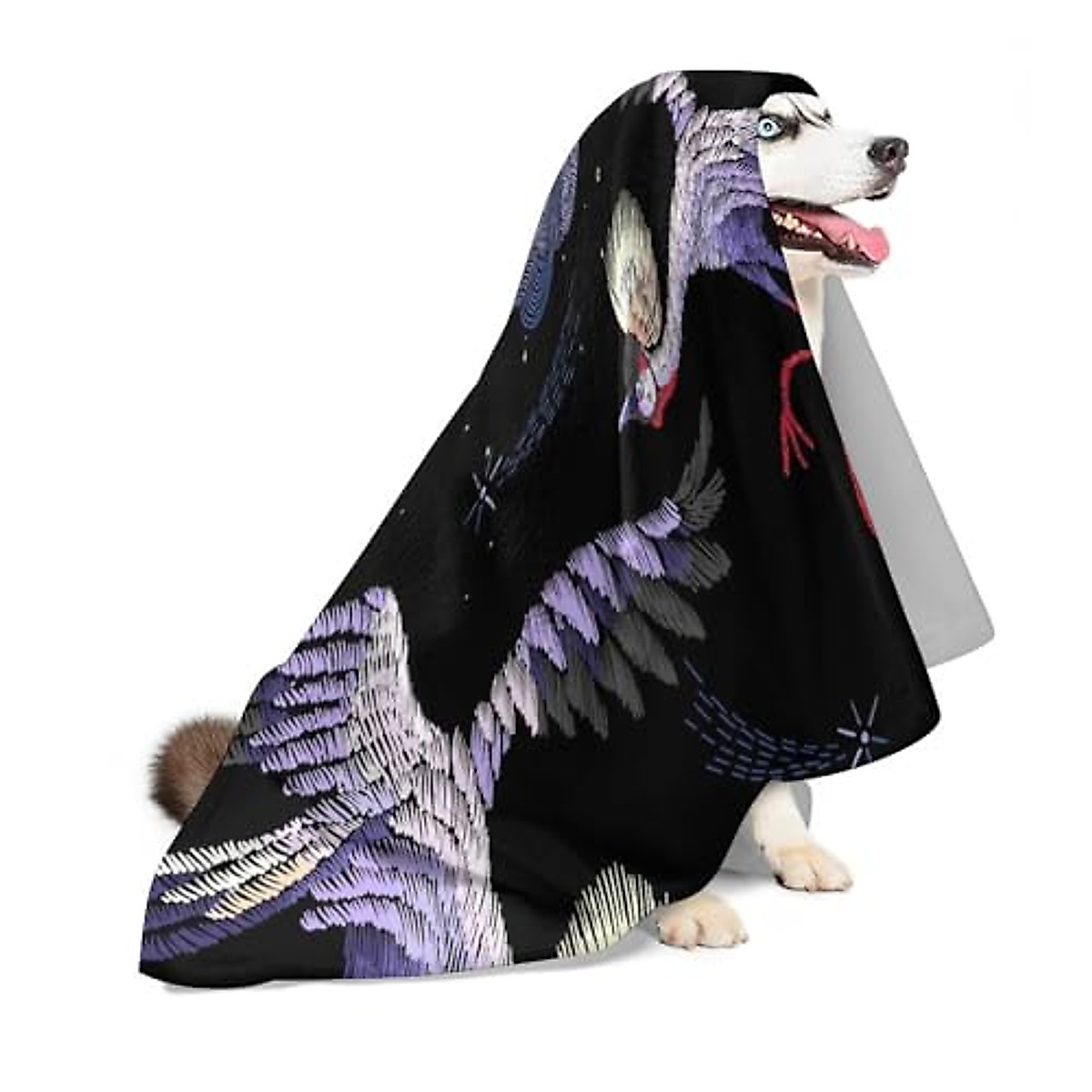 AuHomea Crane Birds and Night Sky Throw Blanket Lightweight Flannel Fleece Blankets Warm and Cozy Super Soft Throws 30"x40" for Cat Pet and Babies