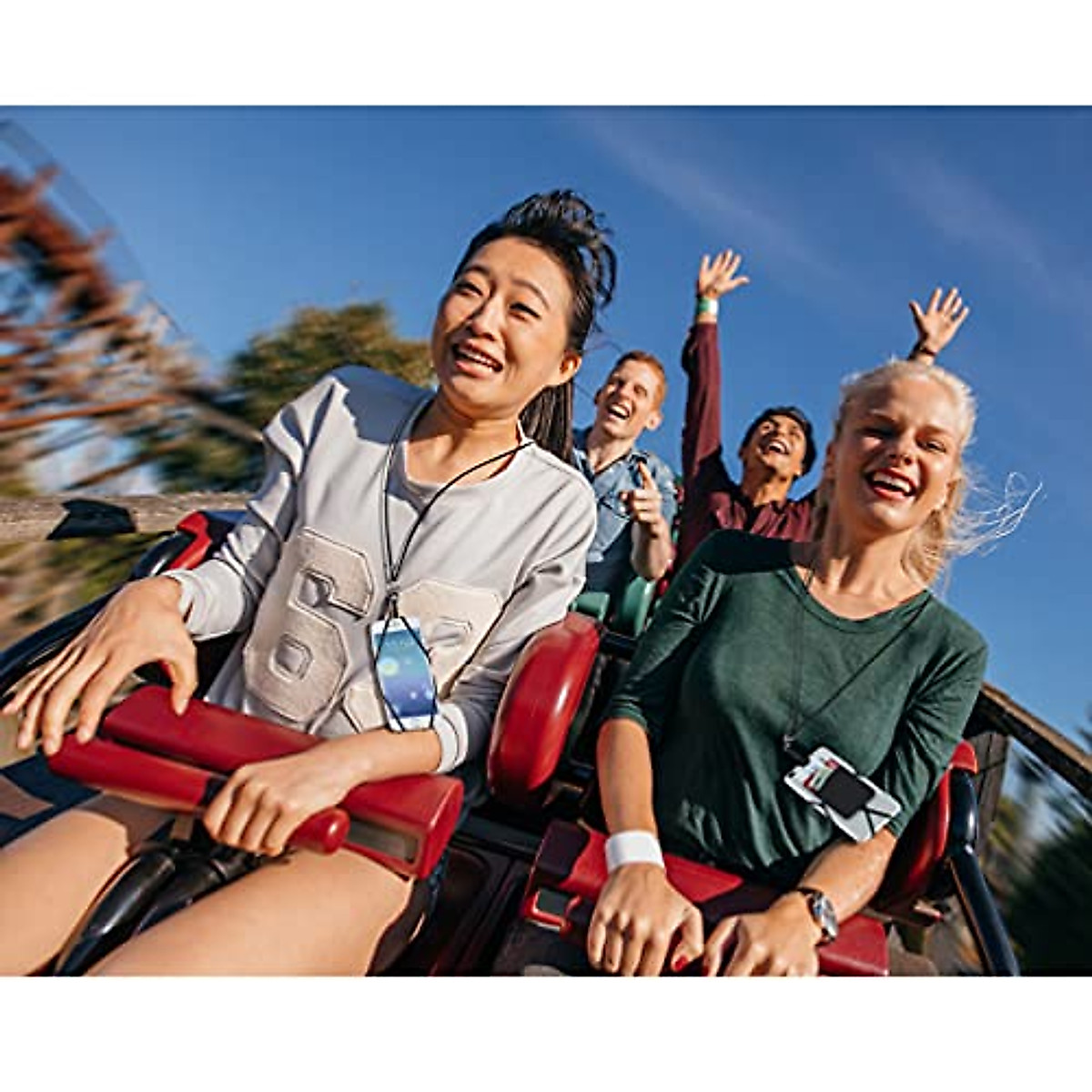 CalorMixs Silicone Phone Card Holder Sleeves with Wrist Strap,Stretchy Credit Phone Case Holder for Back of Phone,Universal Cell Phone Pocket Neck Lanyard for Phone Android Smartphone (Black+White)