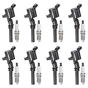 Vplus Ignition Coil DG508 & Spark Plug SP479 AGSF22WM compatible with Ford 4.6L 5.4L V8 Crown Victoria Expedition F150 F250 Mustang Lincoln Mercury Explorer DG457 DG472 DG491(Set of 8)