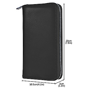 Easyoulife Womens Genuine Leather Credit Card Holder Wallet RFID Secure 36 Slots (36 Card Slots - Black)