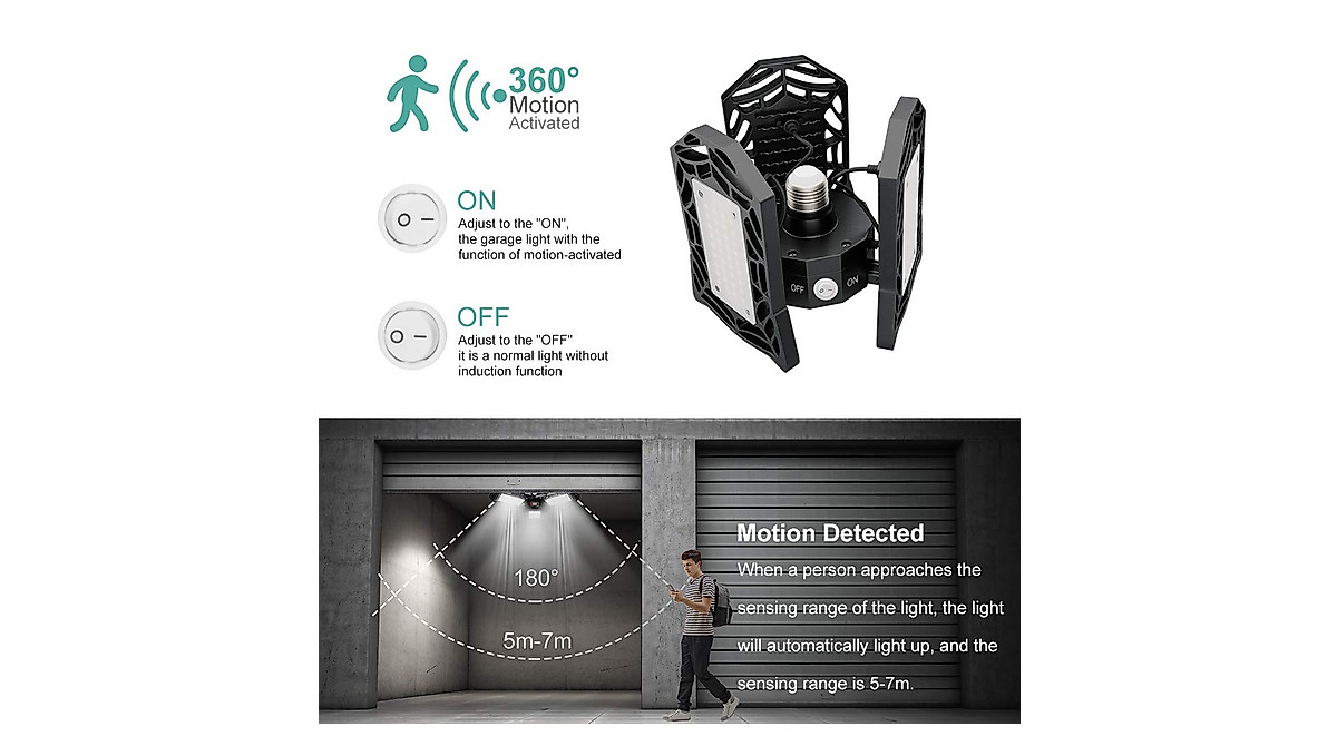Super Bright LED Garage Light - 6000LM, 6500K, Adjustable & Easy Install