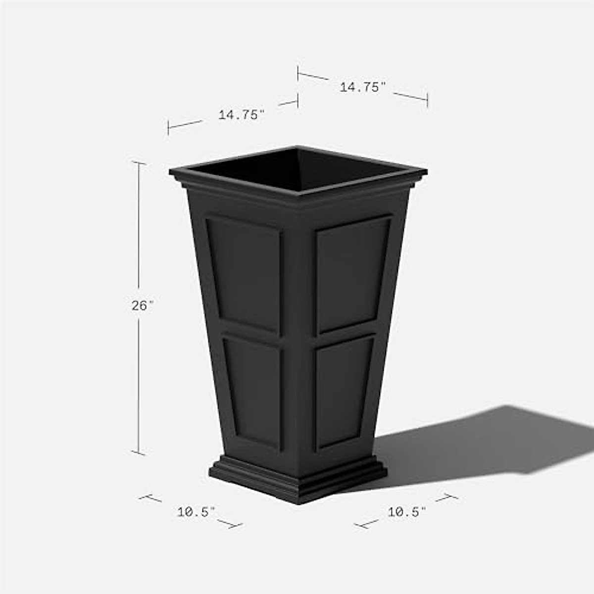 Veradek Fairmont Tall Plastic Planter - Large Outdoor Planter for Front Porch | Crack Resistant All-Weather Use | Classic Estate Design for Tall Plants, Flowers, Trees