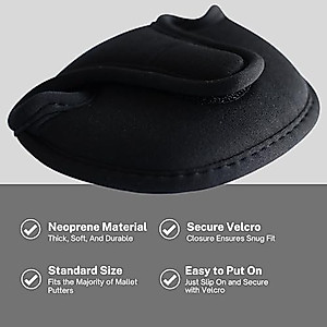 Pacific Golf Clubs Black Golf Putter Headcover Standard Size Neoprene Club Head Cover Perfect for Mallet Putters Fits Most 2 Ball Putters Clubs