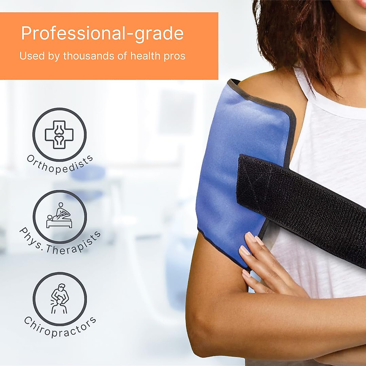 FlexiKold Reusable Gel Ice Pack with Straps – Cold Compress Pack for Injuries – Flexible Medical Ice Wrap for Back, Shoulders, Legs, Knees, Sciatica, Muscle Pain – Half Size