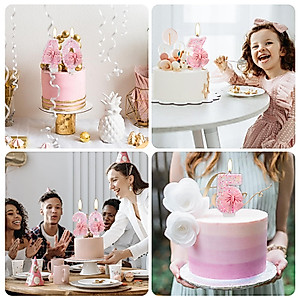 Pink 15 Birthday Candles,Birthday Candles for Cake 15,Number 15 Candle Sparkly Pink Decorations for Theme Party Anniversary Celebration Supplies