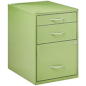 OSP Home Furnishings HPB Heavy Duty 3-Drawer Metal File Cabinet for Standard Files and Office Supplies, Green Finish