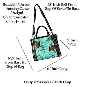 Urbalabs Camouflage Hunting Camo Western Purse Bling Studded Concealed Carry Handbag Tote Cowgirl Country Purses Women (Teal)
