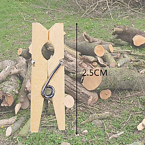 FOONEA Sturdy Mini Clothes Pins for Photo, 100 Pcs 1 Inch Natural Wooden Clothespins with 33 FT Jute Twine, Small Clips for Crafts Display, Baby Shower Game, Hanging Decorative Pictures