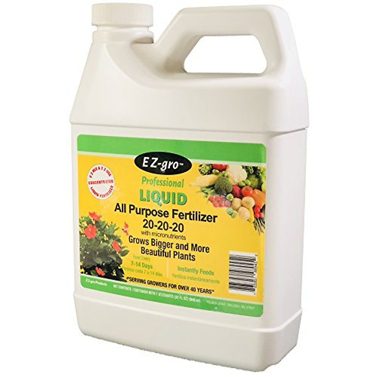 EZ-gro 20 20 20 Fertilizer - All Purpose Liquid Plant Food - Lawn, Flower, Herb, Vegetables - Best Way to Grow Green Plants - Garden-Growing Miracle Nutrients - 1 Qt / 32 fl oz / 946 mL