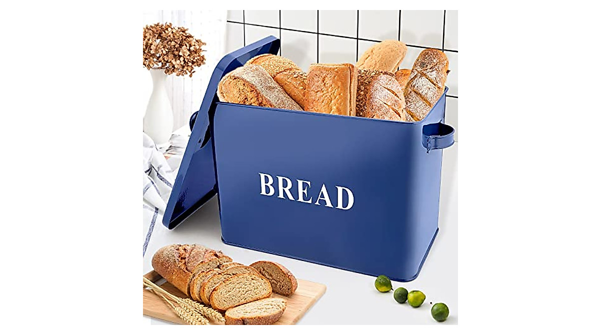 E-far Navy Blue Bread Box & Kitchen Canister Set | Farmhouse