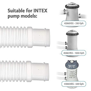 Premium Quality Kinkproof PVC Ground Swimming Replacement Pool Filter Hose, 1.25 x 57 Inch Pump Hose Works with All Filter Pumps for 330 GPH, 530 GPH, and 1,000 GPH, 2 PCS (white)